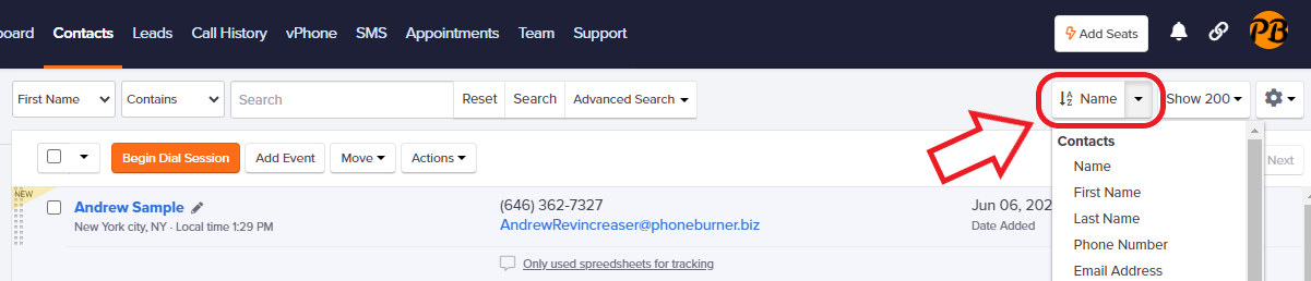Contact Manager: Sorting Your Contacts – PhoneBurner