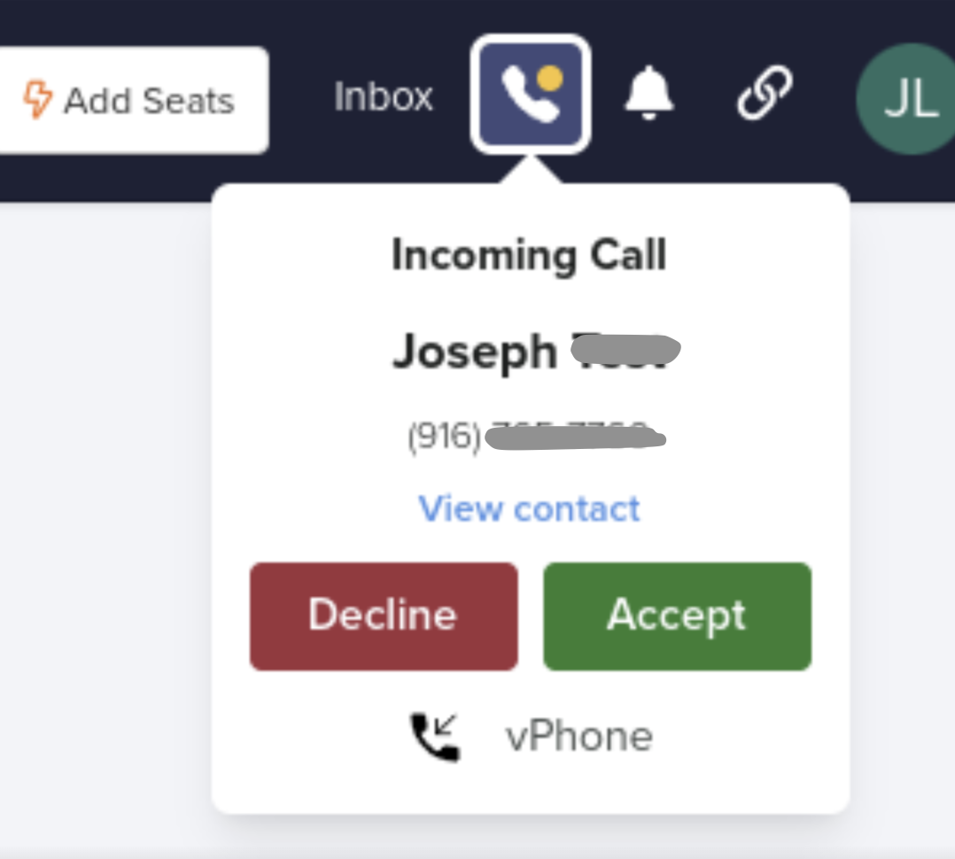 Answer incoming calls within PhoneBurner – PhoneBurner